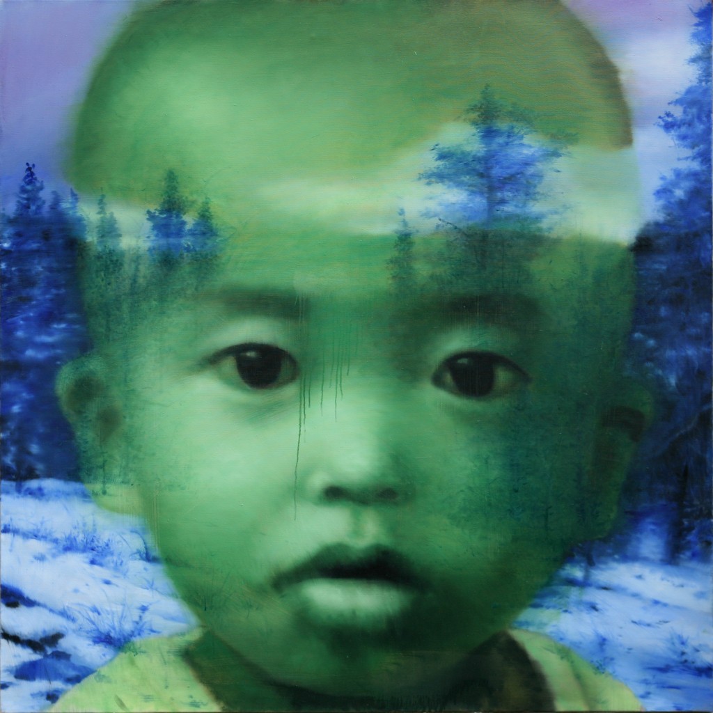 Li Tianbing 李天兵, Green Self-Portrait with the Forest 森林里的绿色自画像, 2010 ...