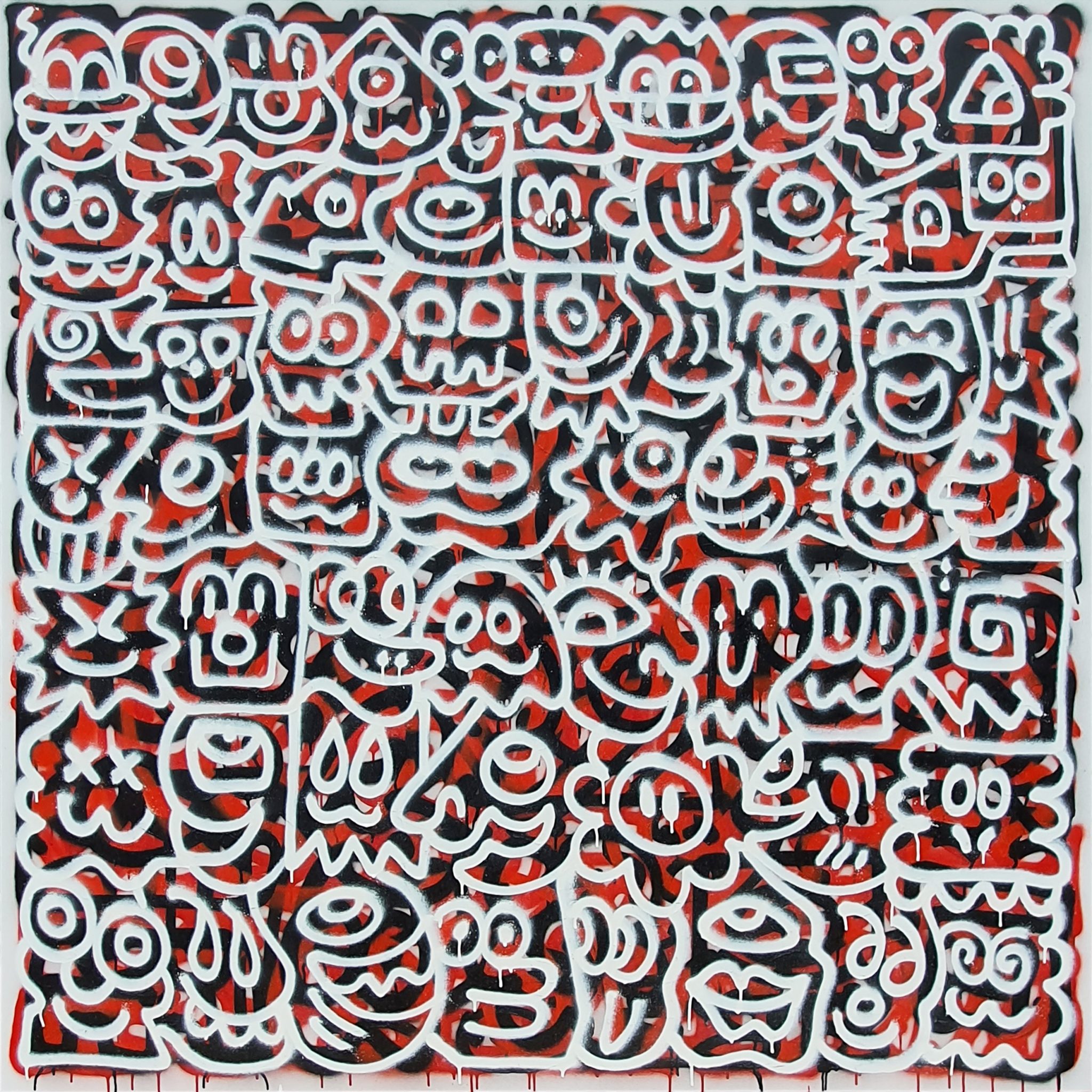 Mr Doodle b.1994, Hot Volcano, 2021 Spray paint on canvas 150 x 150 cm ...