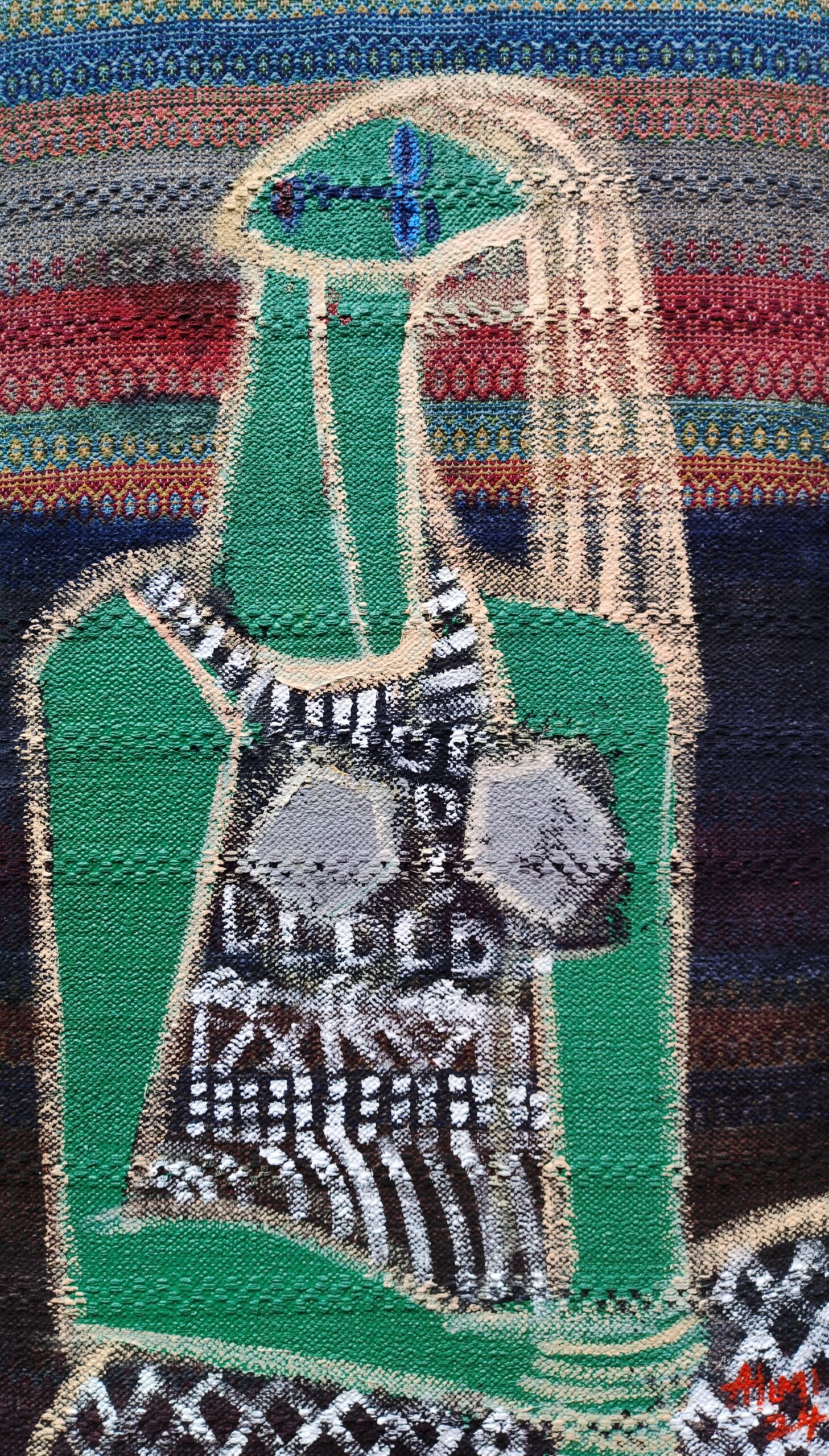 ALIMI ADEWALE b. 1974 Poise & Presence, 2024, Acrylic and dye on kilim ...